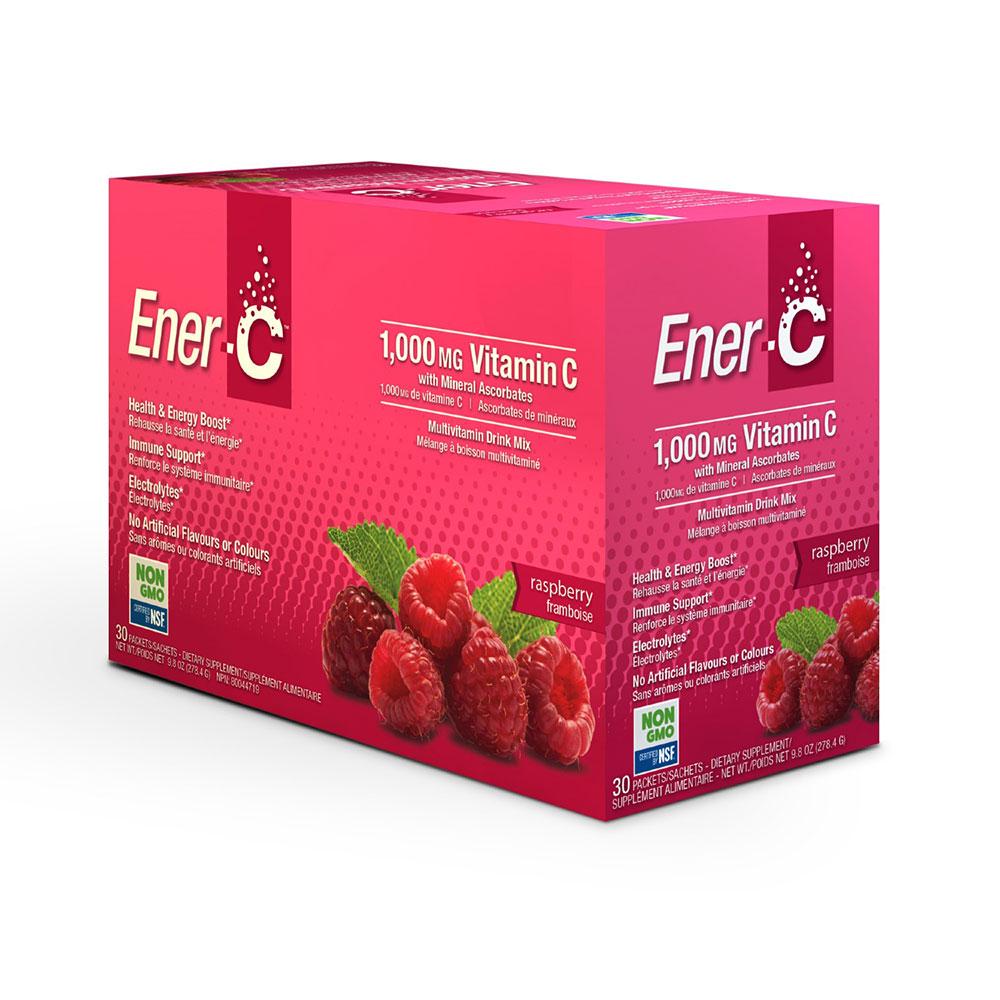 Ener-C 1000mg Vitamin C Effervescent Drink Mix, Raspberry - 30 packets ...